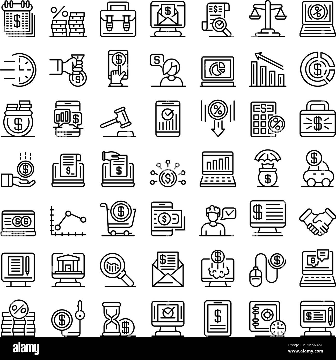 Online loan icons set. Outline set of online loan vector icons for web ... Online loan icons set. Outline set of online loan vector icons for web ...