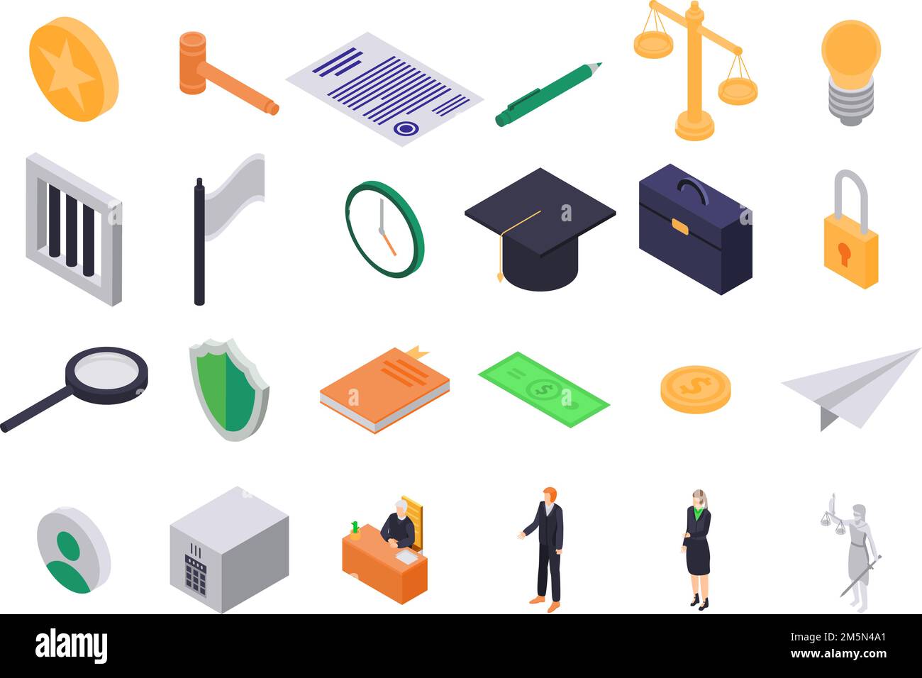 Justice icons set. Isometric set of justice vector icons for web design ...