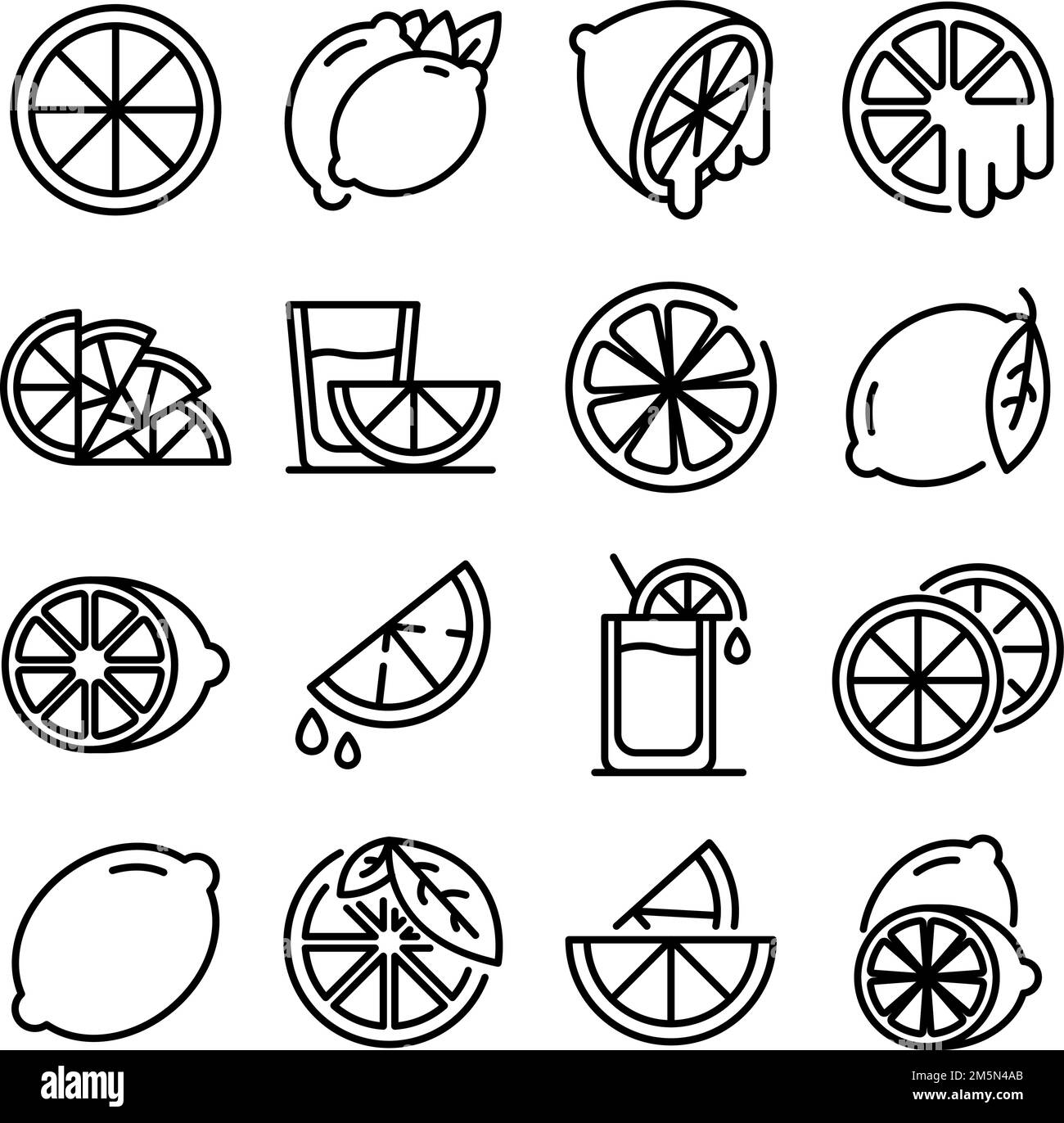 Lime icons set. Outline set of lime vector icons for web design ...
