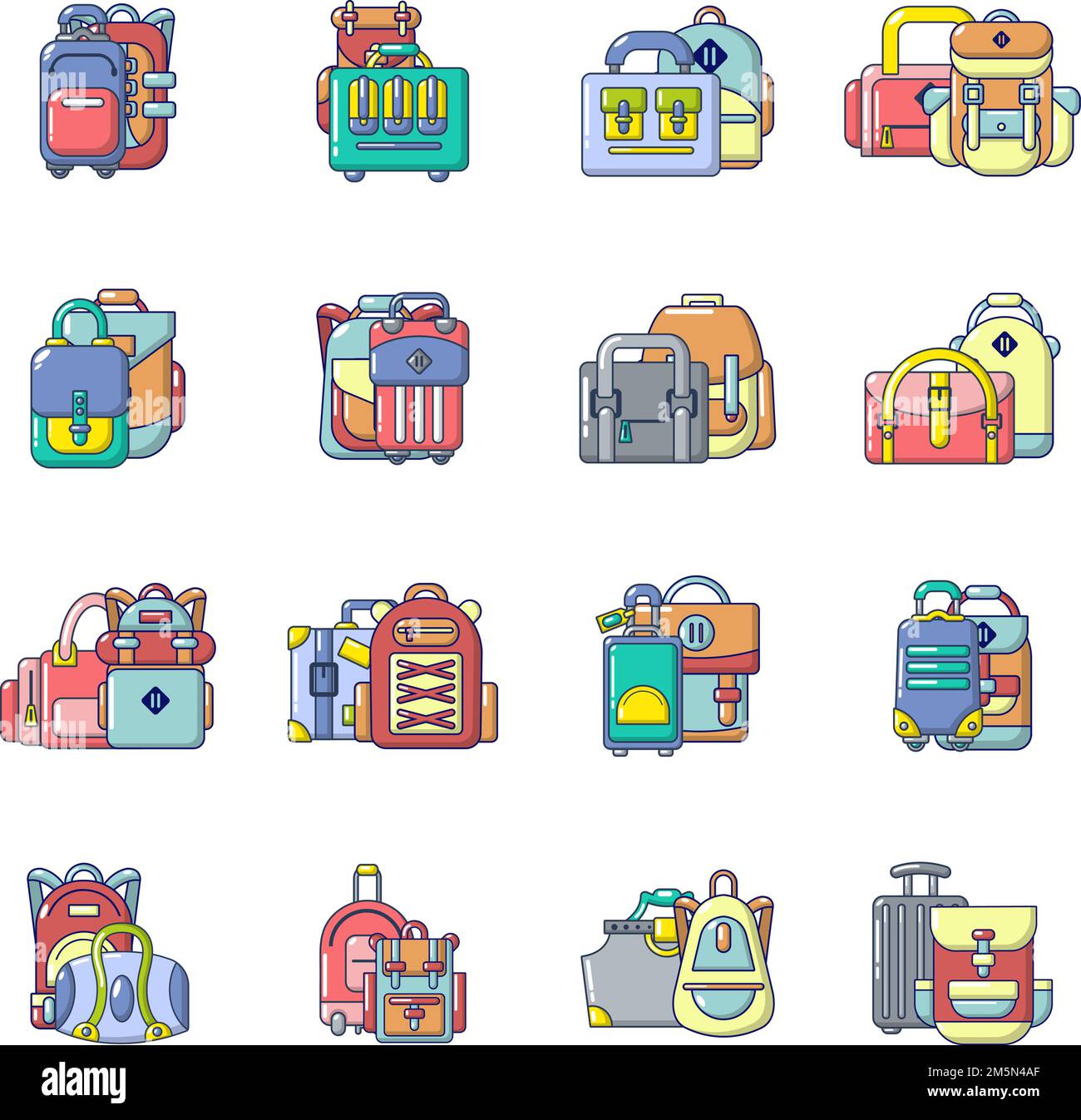 Travel bag icons set. Cartoon set of 16 travel bag vector icons for web ...