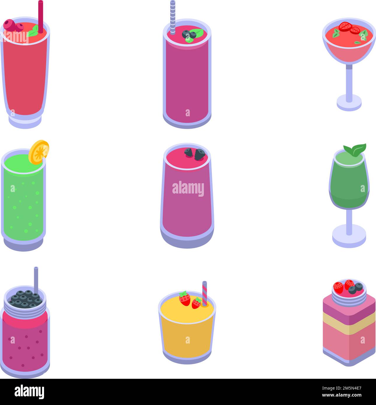 Smoothie icons set. Isometric set of smoothie vector icons for web ...