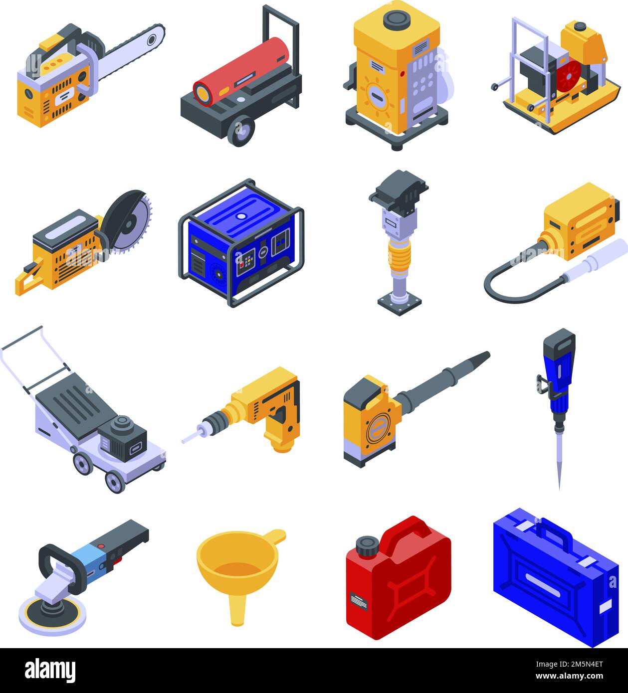 Gasoline tools icons set. Isometric set of gasoline tools vector icons ...