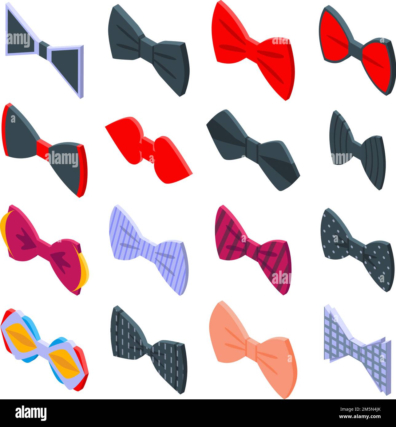 Bowtie icons set. Isometric set of bowtie vector icons for web design ...