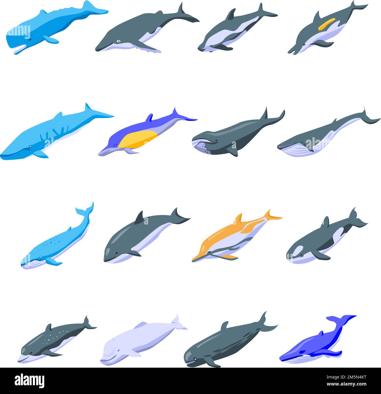 Whale icons set. Isometric set of whale vector icons for web design ...