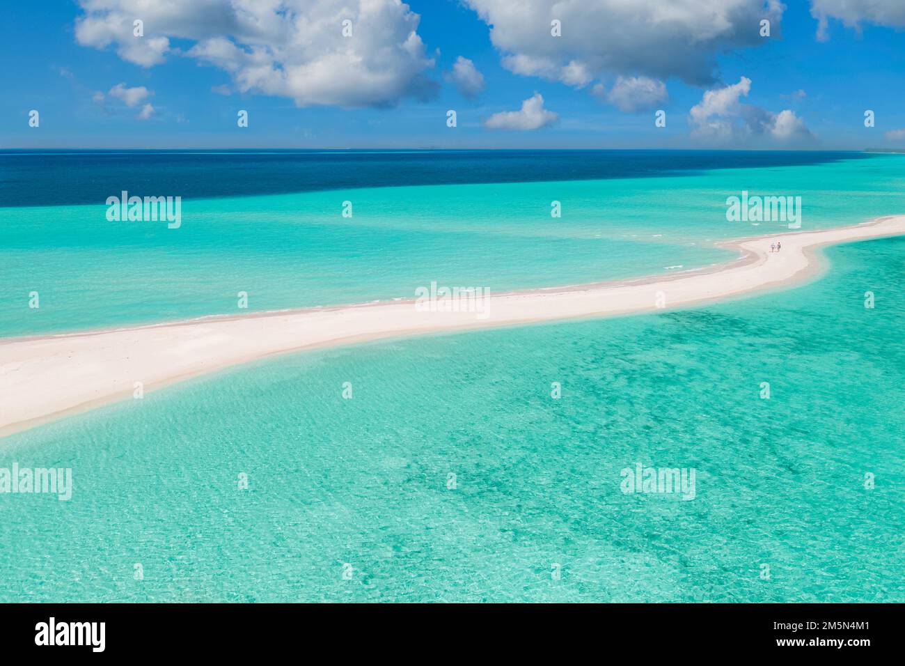 Amazing travel landscape, aerial nature scenic. Sandbank with deep ...