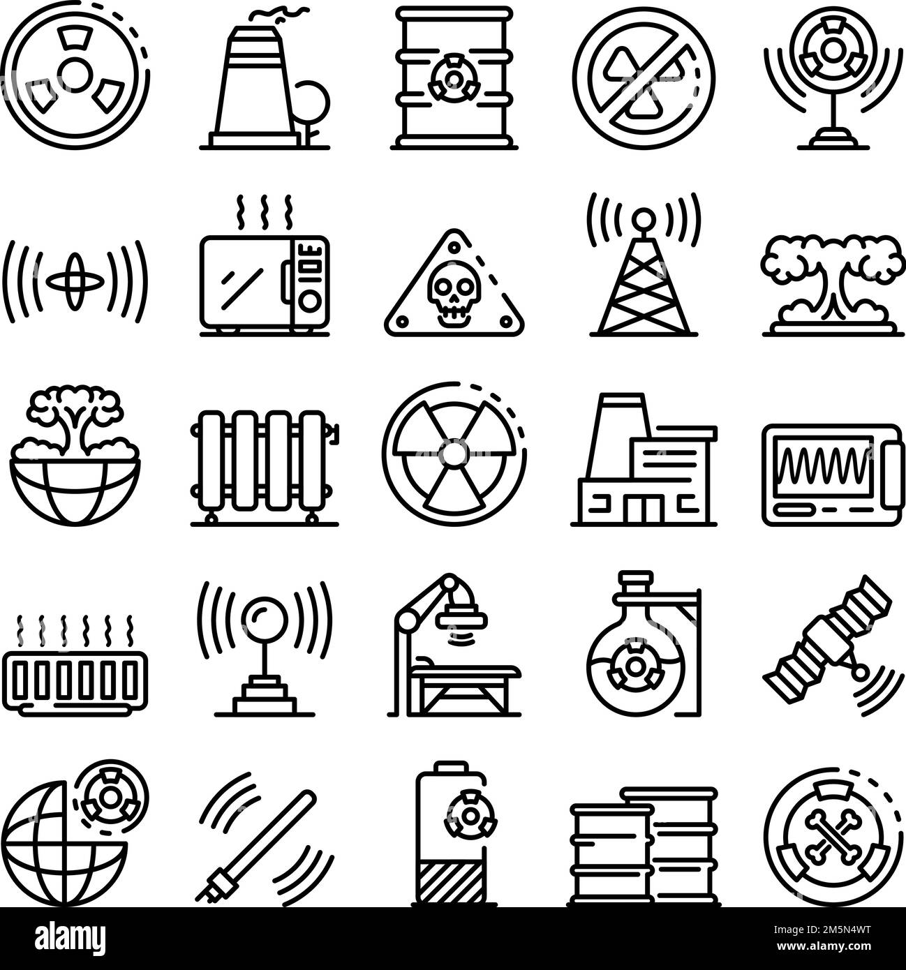 Radiation icons set. Outline set of radiation vector icons for web ...