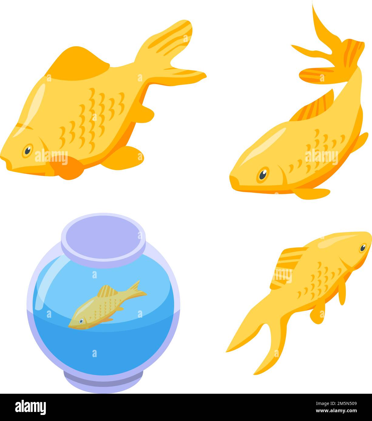 Goldfish icons set. Isometric set of goldfish vector icons for web ...