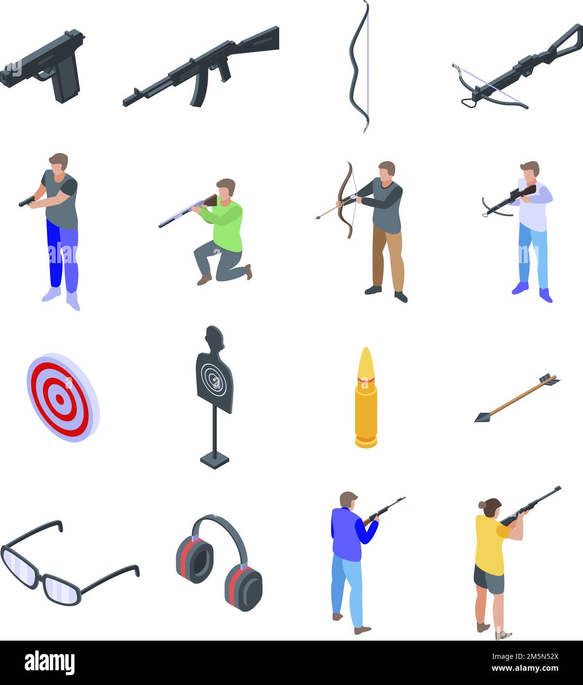 Shooting sport icons set. Isometric set of shooting sport vector icons ...