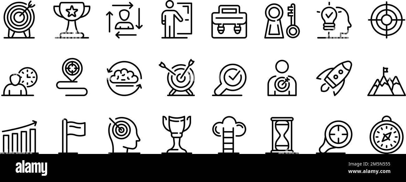 Mission icons set. Outline set of mission vector icons for web design ...