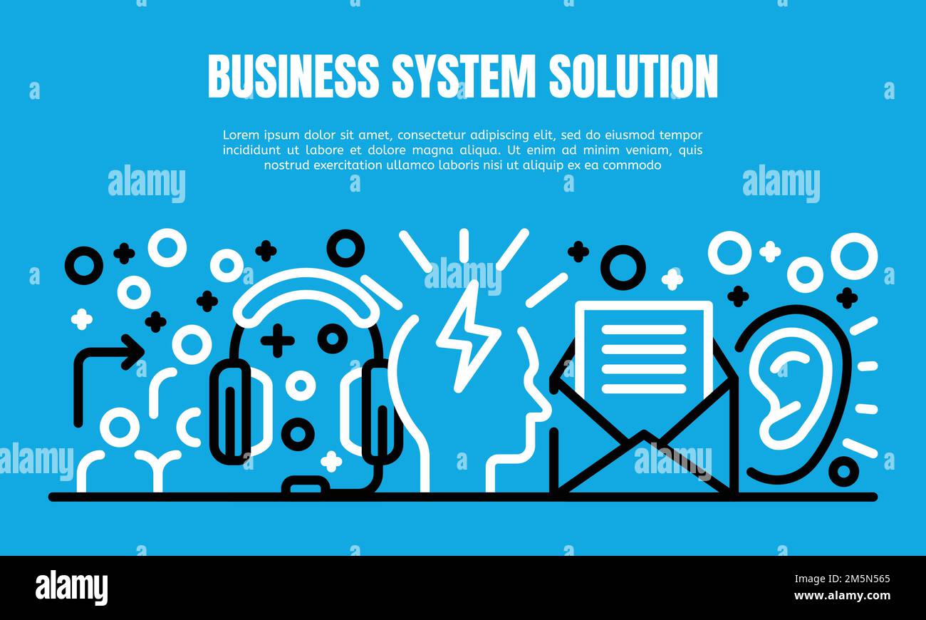 Business system solution banner. Outline illustration of business ...