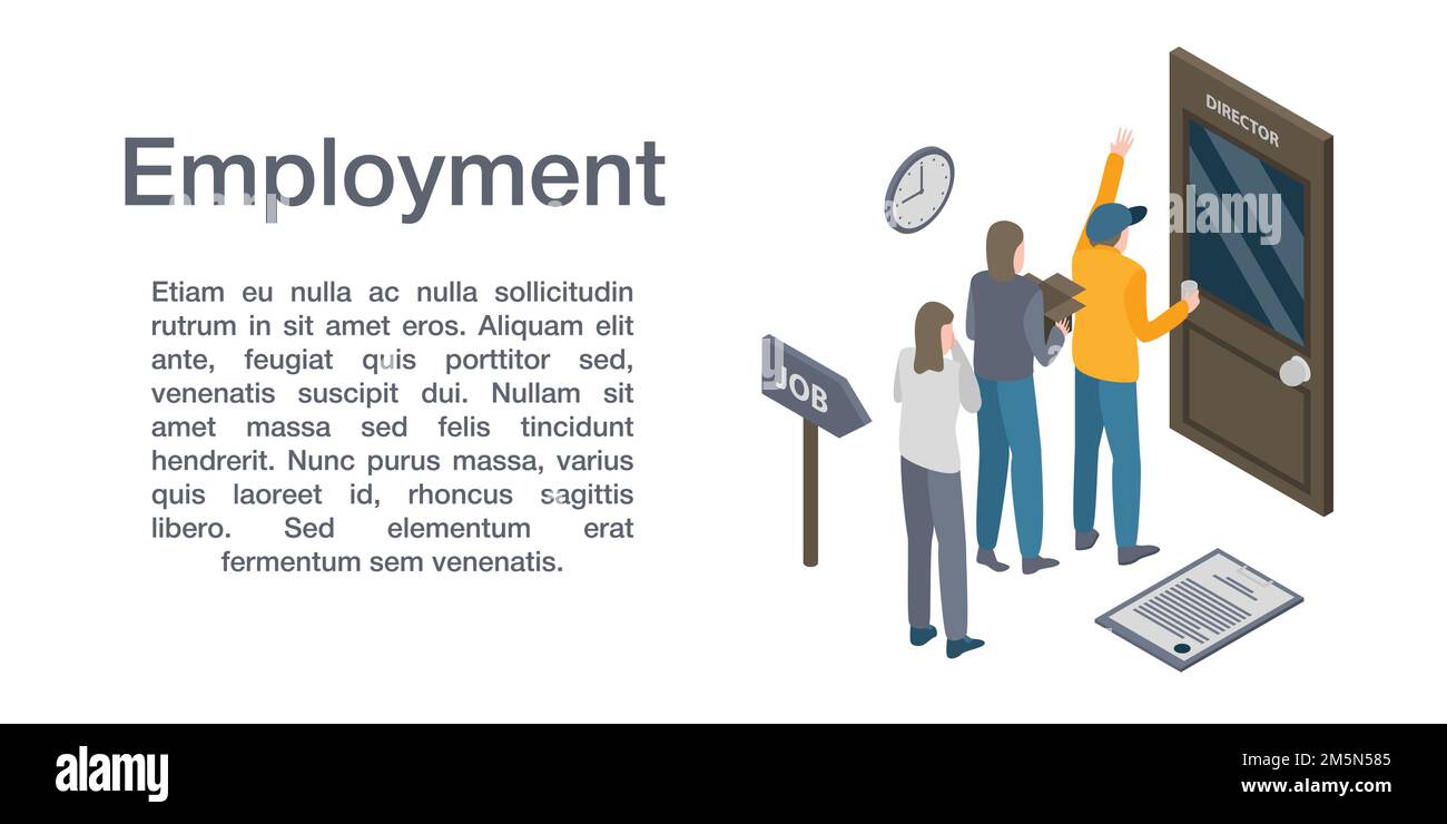 Employment concept banner. Isometric illustration of employment vector ...