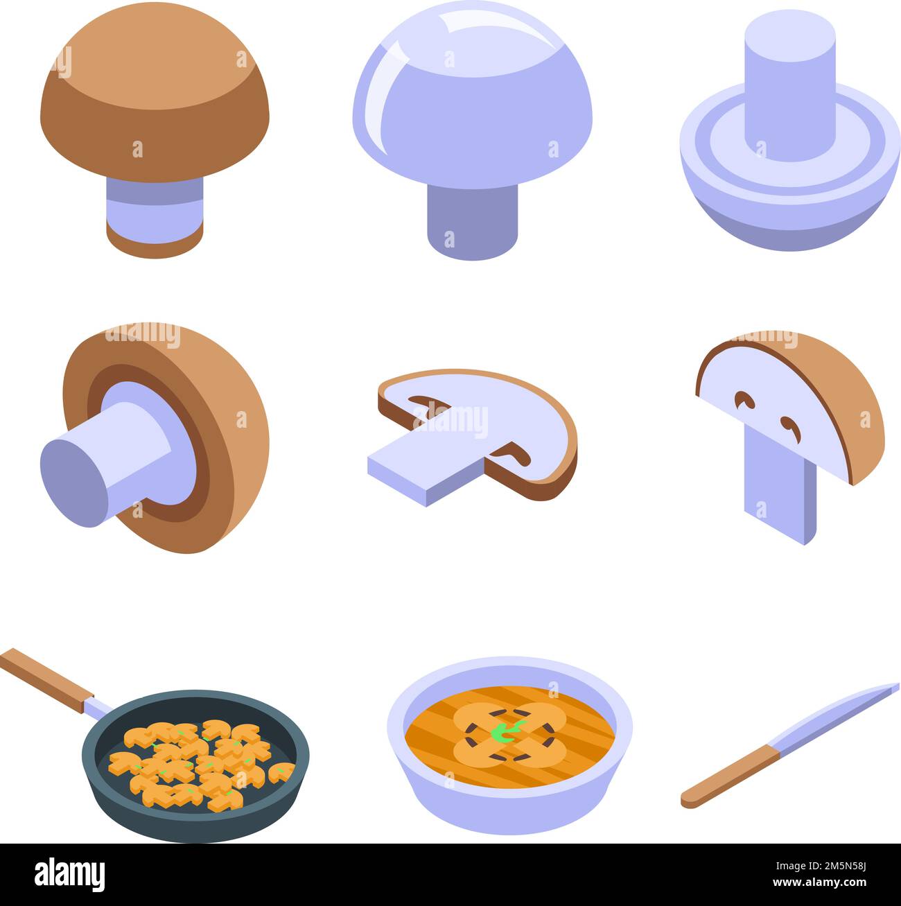 Champignon icons set. Isometric set of champignon vector icons for web ...