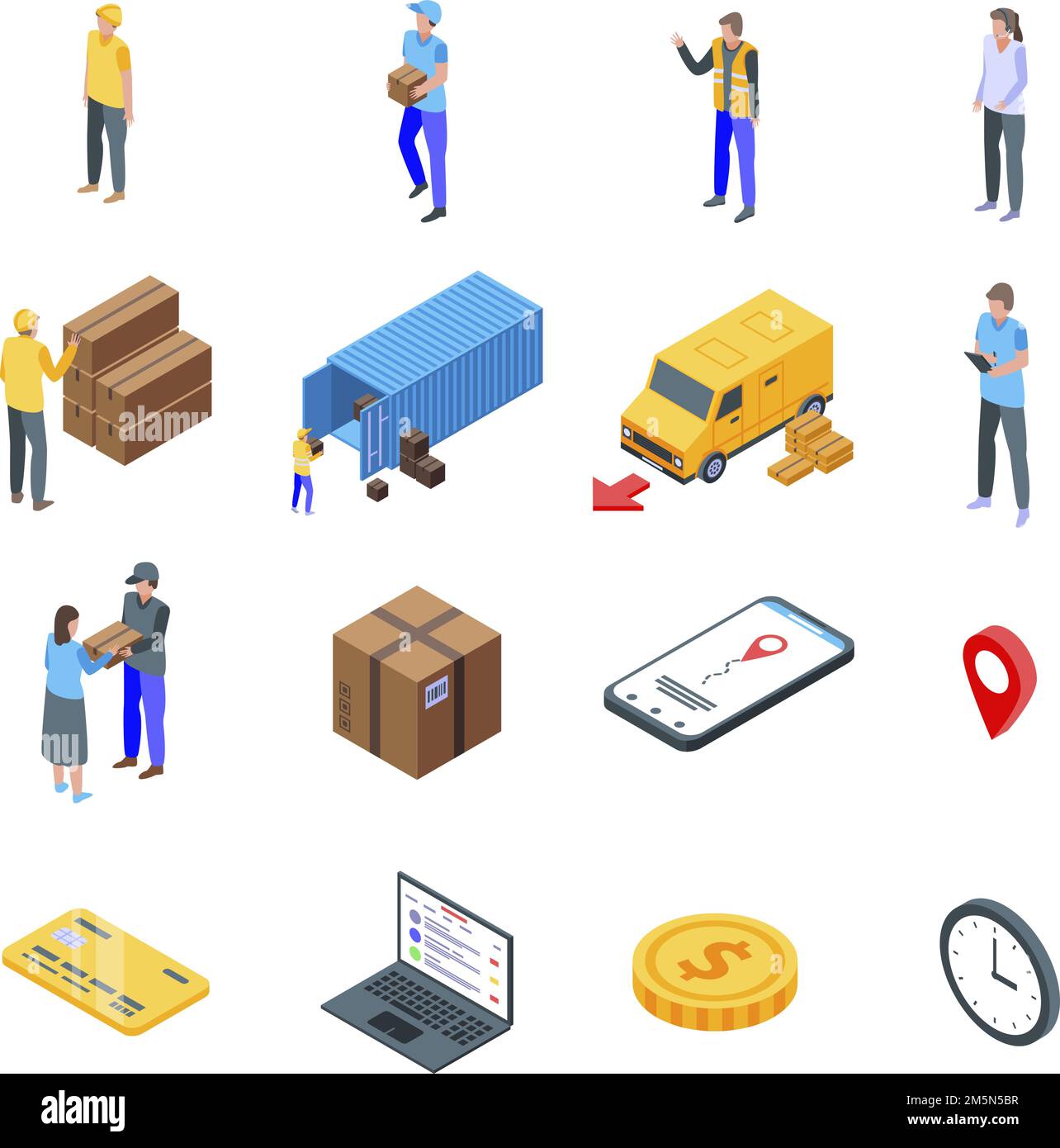 Parcel delivery icons set. Isometric set of parcel delivery vector ...
