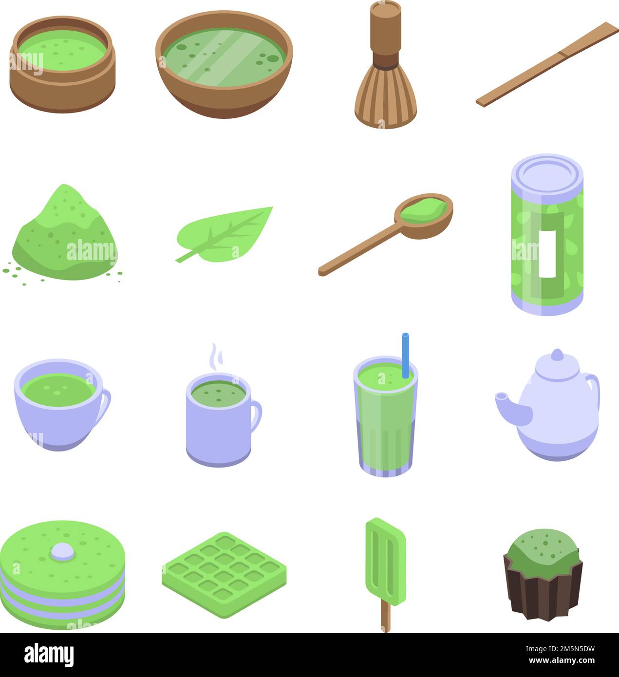 Matcha tea icons set. Isometric set of matcha tea vector icons for web ... Matcha tea icons set. Isometric set of matcha tea vector icons for web ...
