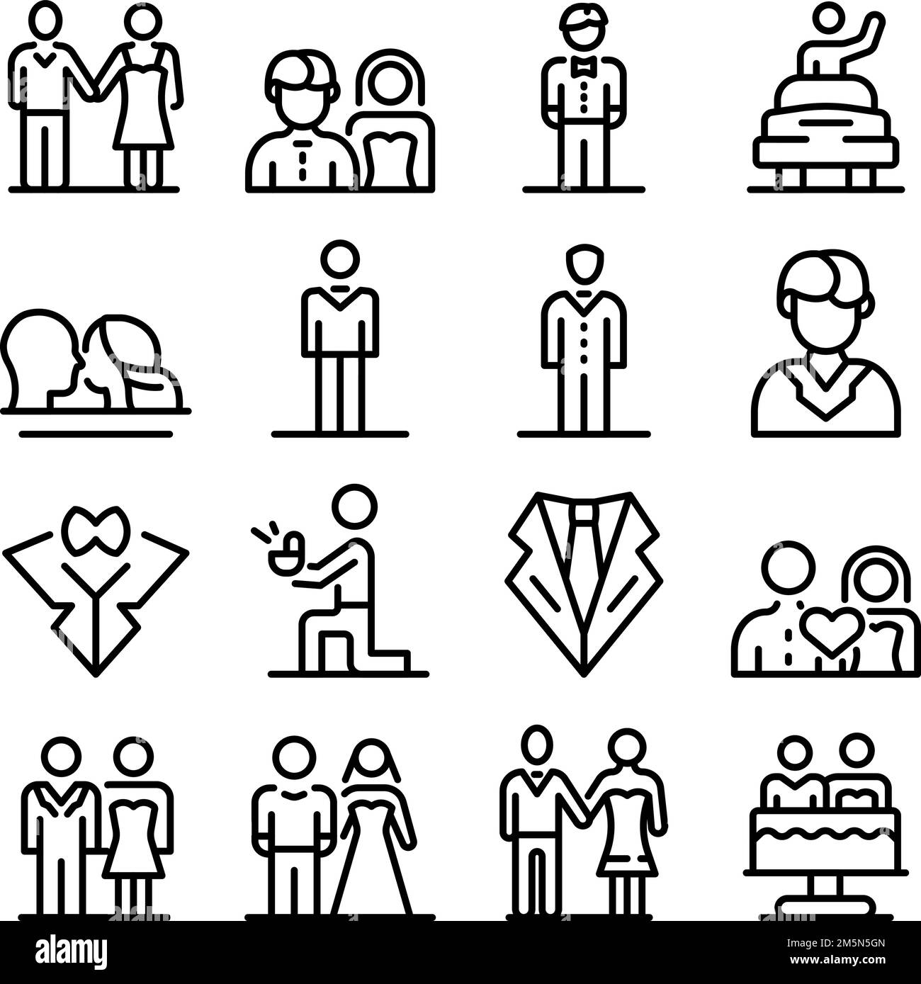 Groom icons set. Outline set of groom vector icons for web design ...
