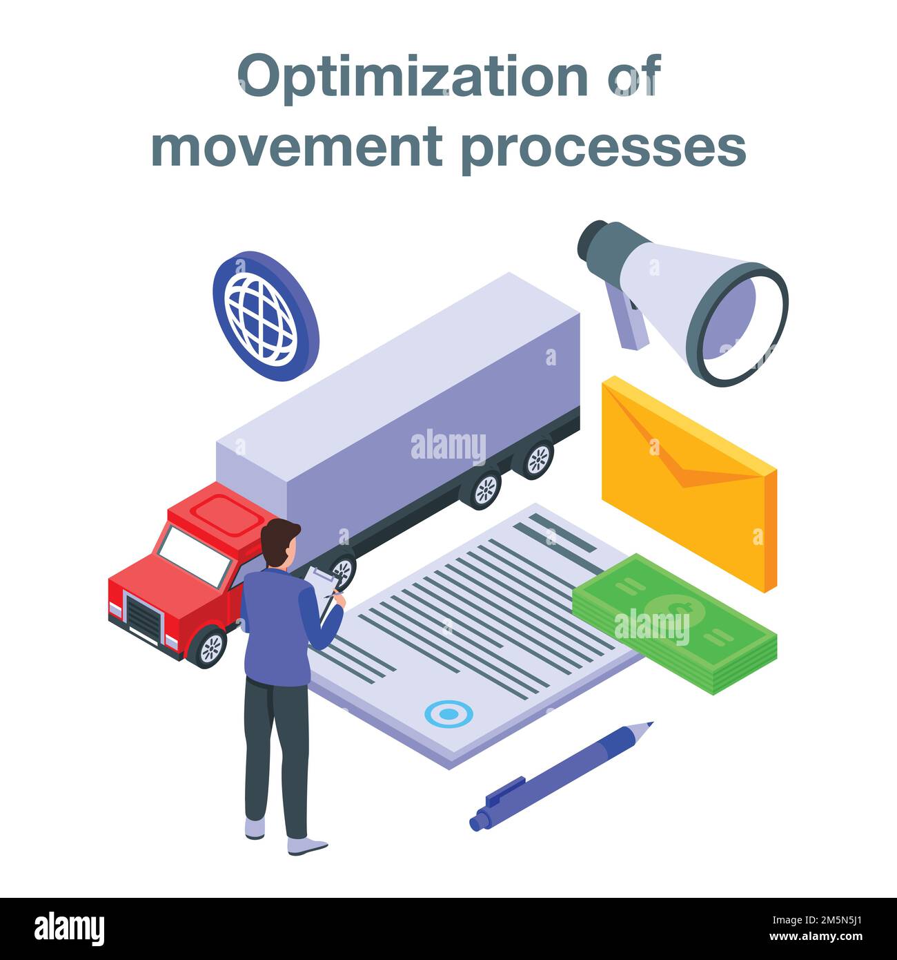 Optimization of movement process concept banner. Isometric illustration ...
