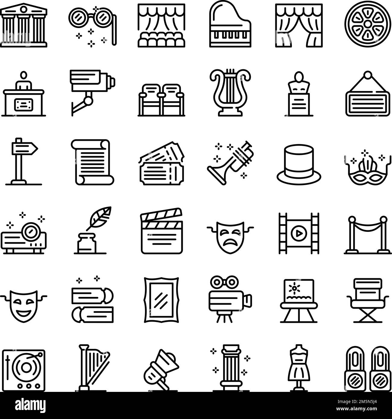 Theater museum icons set. Outline set of theater museum vector icons ...