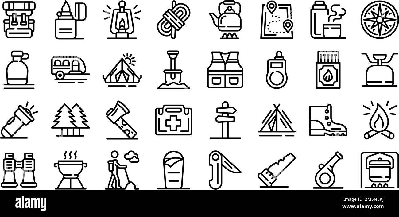 Survival icons set. Outline set of survival vector icons for web design ... Survival icons set. Outline set of survival vector icons for web design ...