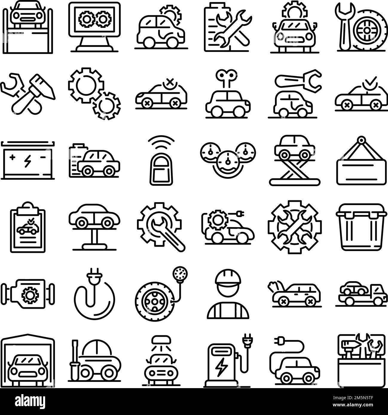 Electric vehicle repair icons set. Outline set of electric vehicle ... Electric vehicle repair icons set. Outline set of electric vehicle ...