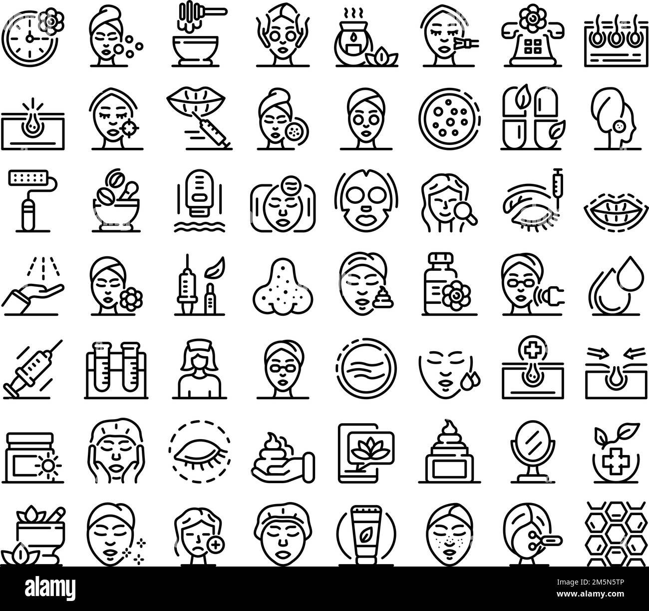 Beautician icons set. Outline set of Beautician vector icons for web ...