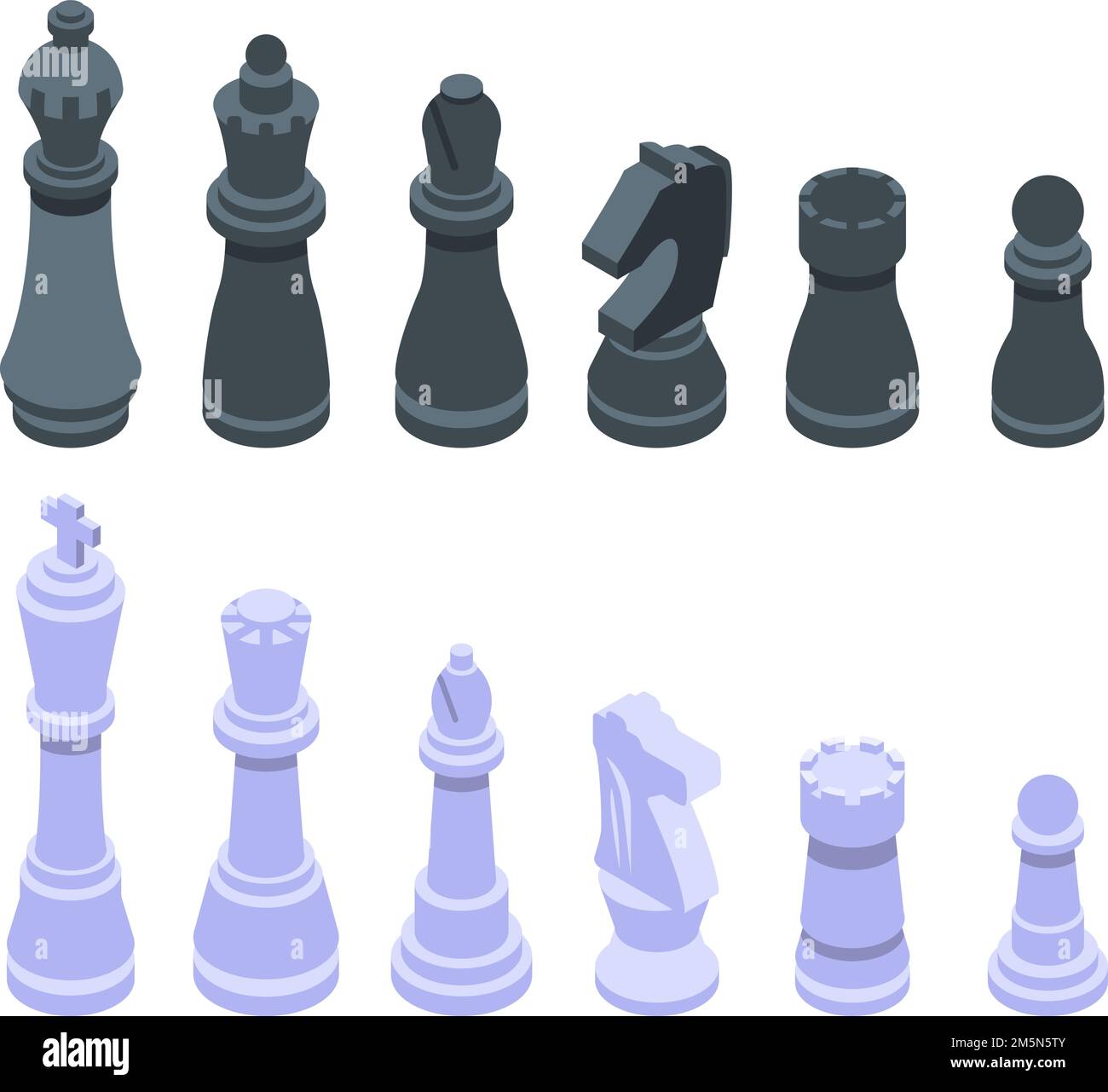 Chess icons set. Isometric set of chess vector icons for web design isolated on white background ...