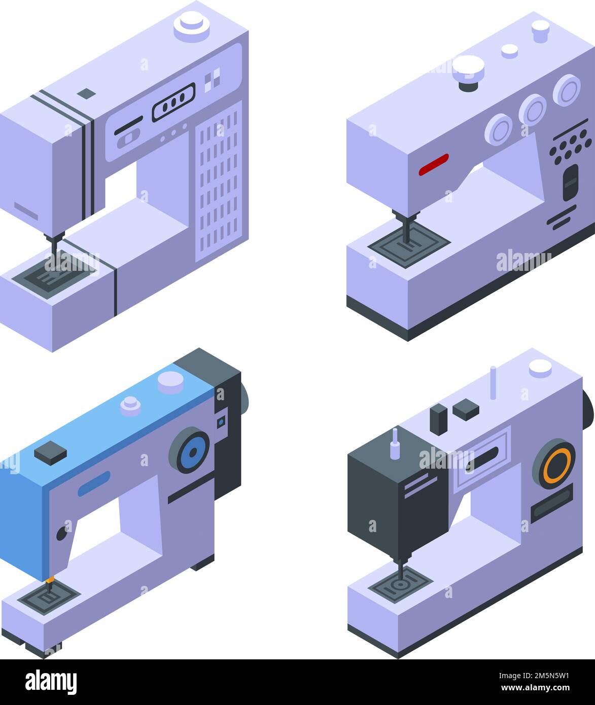 Sew Machine Icons Set Isometric Set Of Sew Machine Vector Icons For