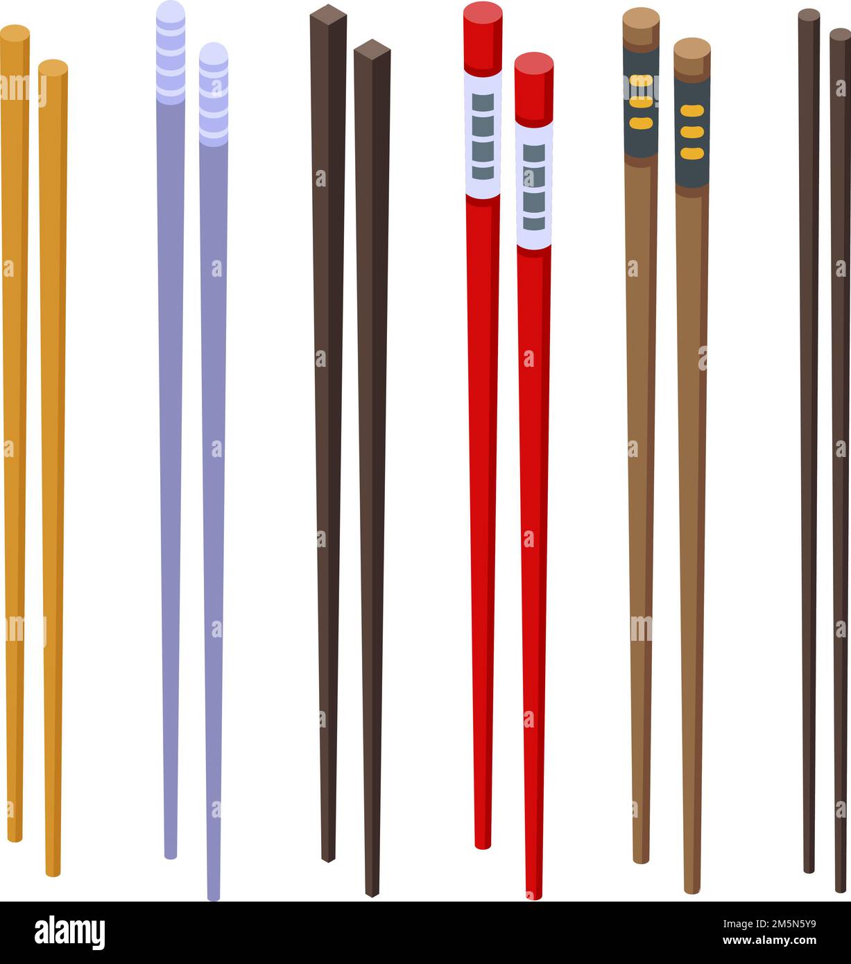 Chopsticks icons set. Isometric set of chopsticks vector icons for web design isolated on white ...