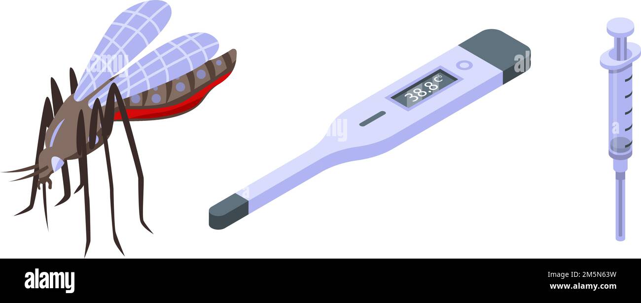 Zika virus icons set. Isometric set of zika virus vector icons for web ...