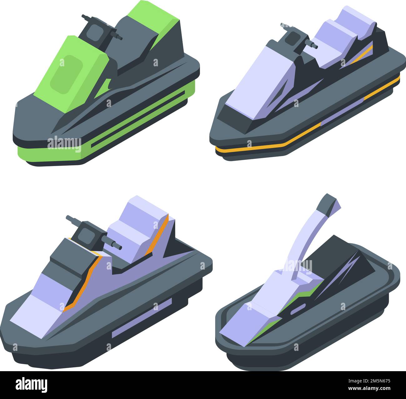 Jet ski icons set. Isometric set of jet ski vector icons for web design ...