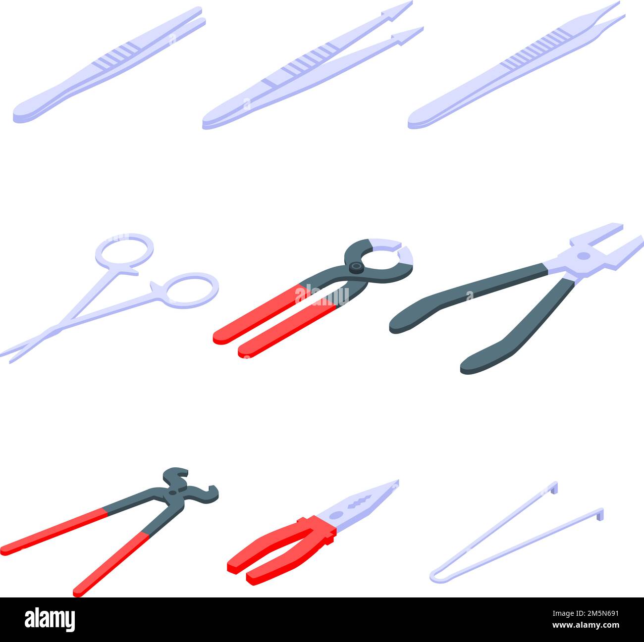 Forceps icons set. Isometric set of forceps vector icons for web design ...