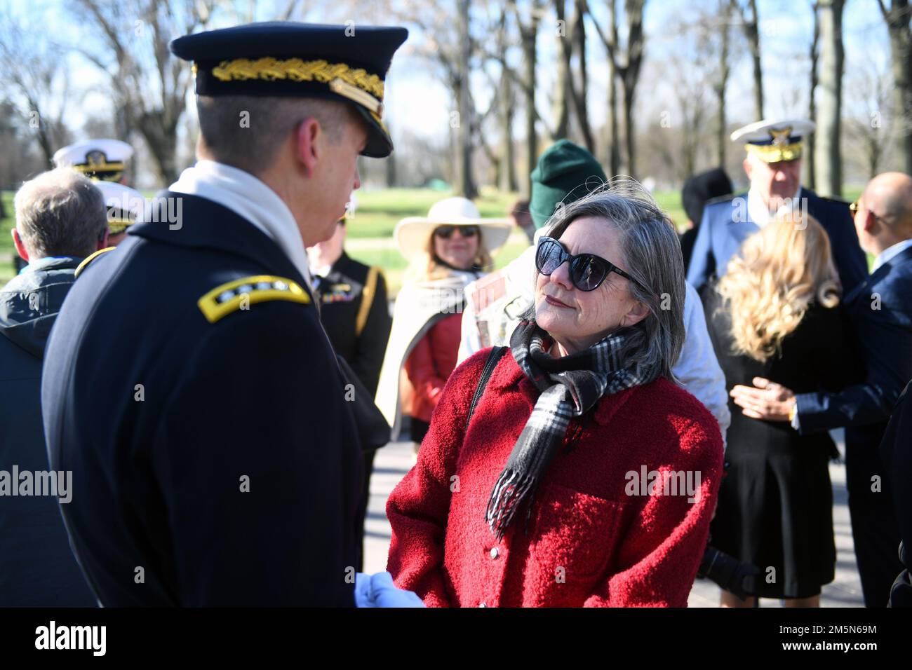 Army Gen. Daniel Hokanson, chief, National Guard Bureau, escorts Cindy ...