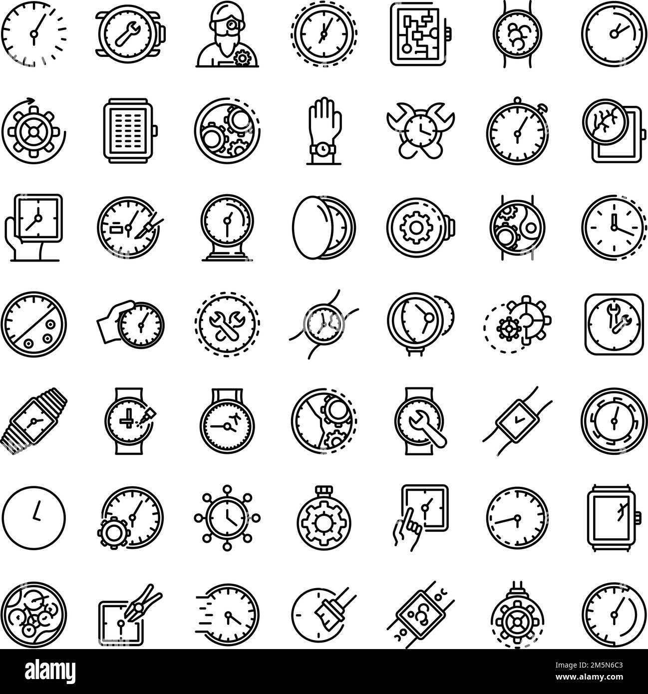 Watch repair icons set. Outline set of watch repair vector icons for ... Watch repair icons set. Outline set of watch repair vector icons for ...