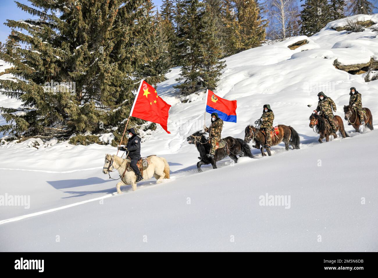 ALTAY, CHINA - DECEMBER 30, 2022 - Police officers and border guards ...