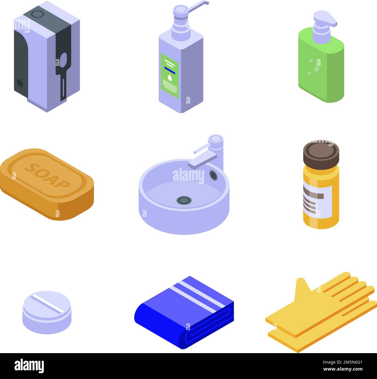 Sanitation icons set. Isometric set of sanitation vector icons for web ...