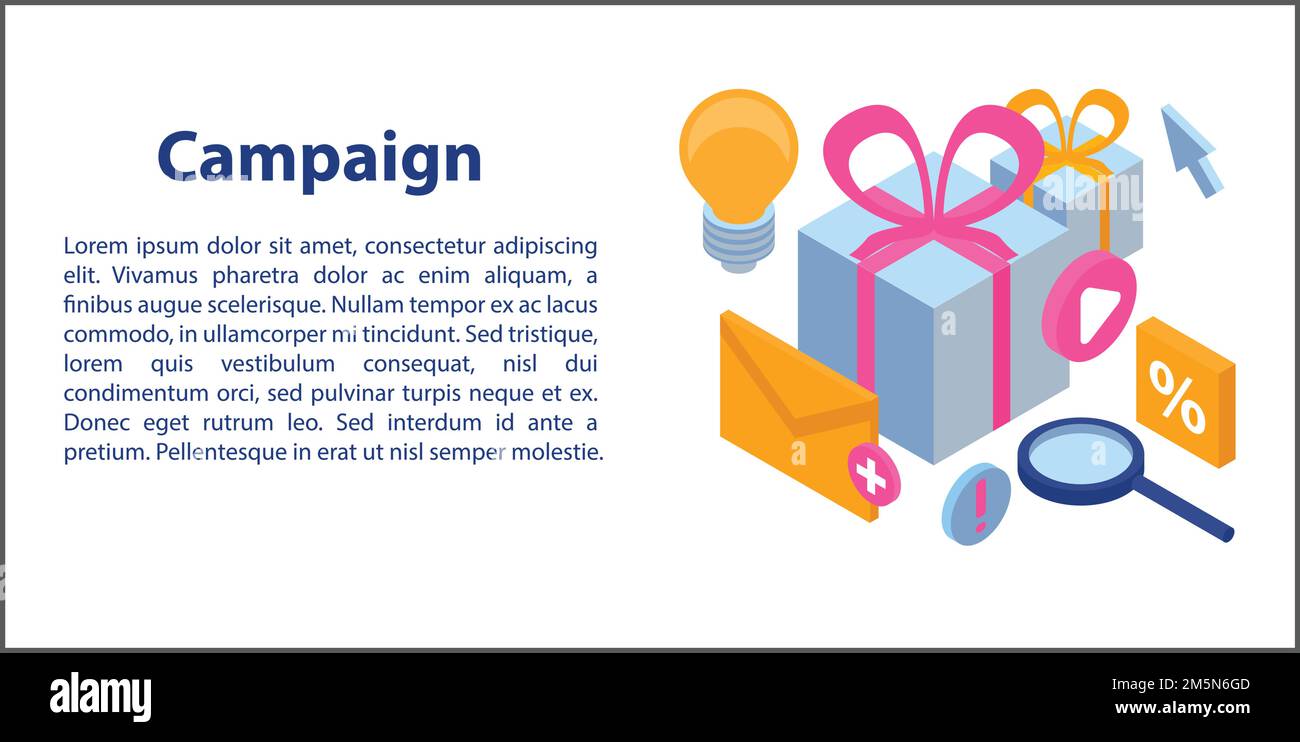 Campaign concept banner. Isometric illustration of campaign vector ...
