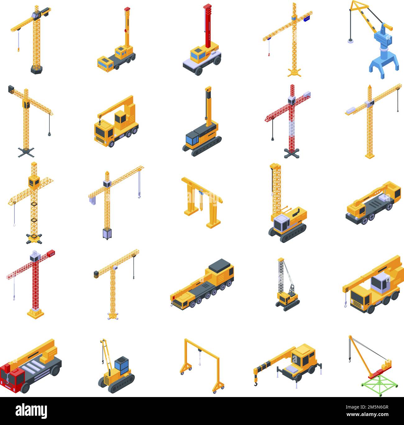 Crane icons set. Isometric set of crane vector icons for web design ...