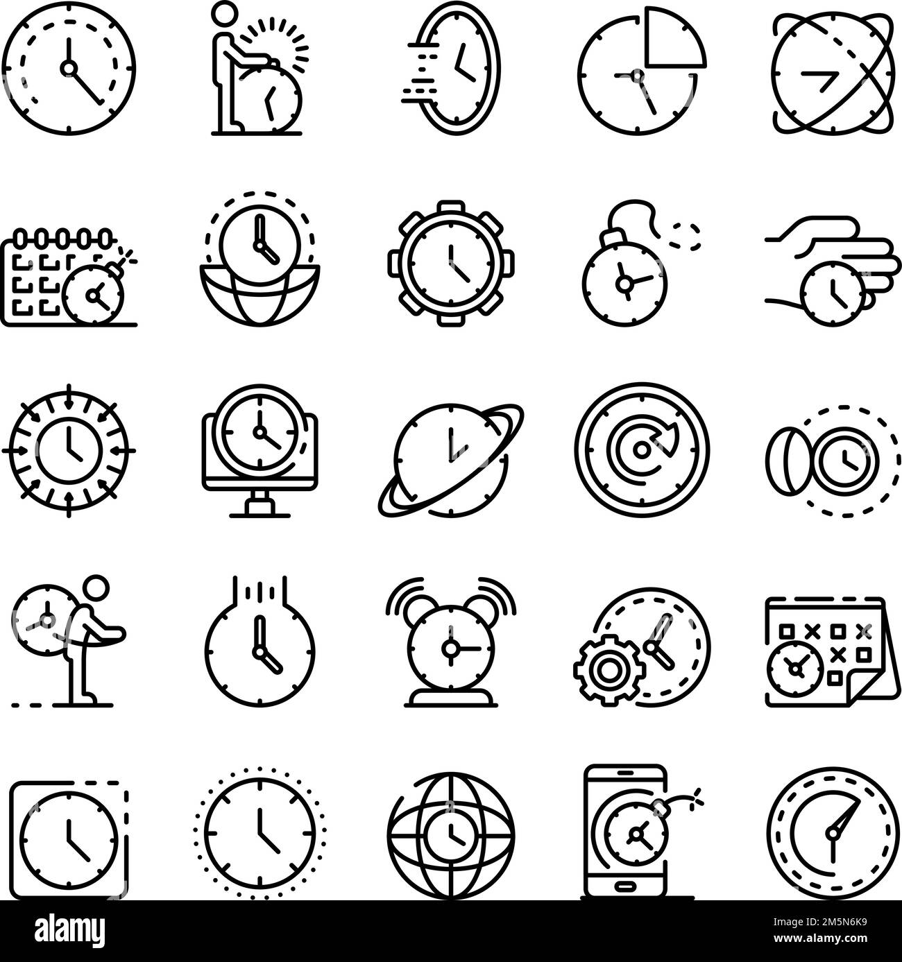 Deadline icons set. Outline set of deadline vector icons for web design ...