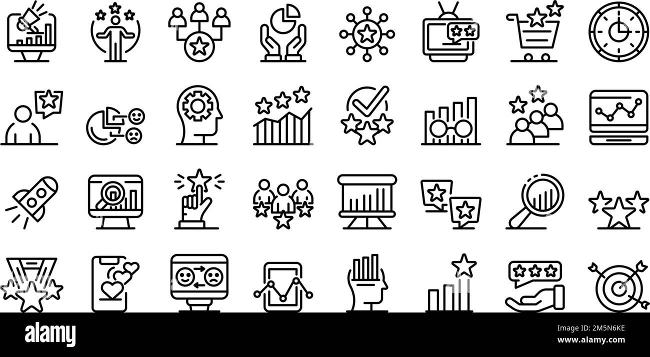 Reputation icons set. Outline set of reputation vector icons for web ...