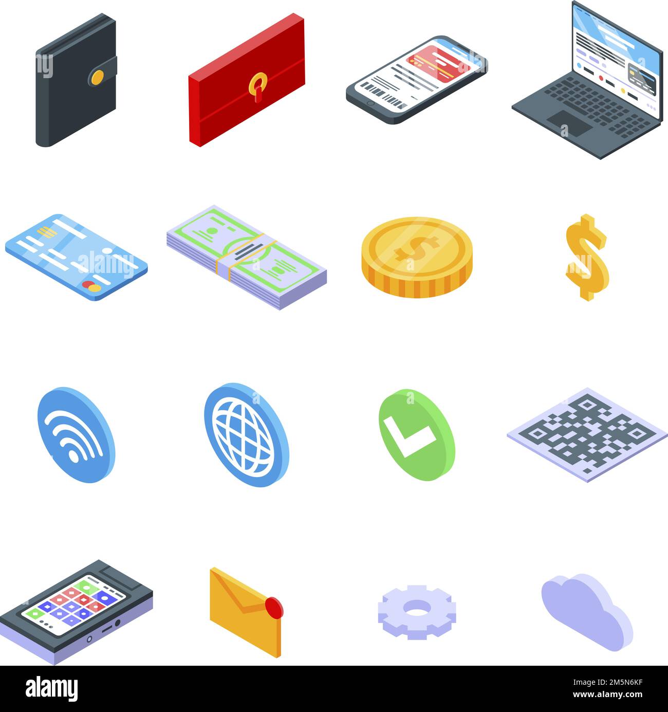 Digital wallet icons set. Isometric set of digital wallet vector icons ... Digital wallet icons set. Isometric set of digital wallet vector icons ...