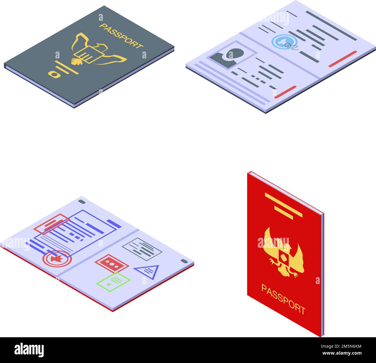 Passport Icons Set Isometric Set Of Passport Vector Icons For Web
