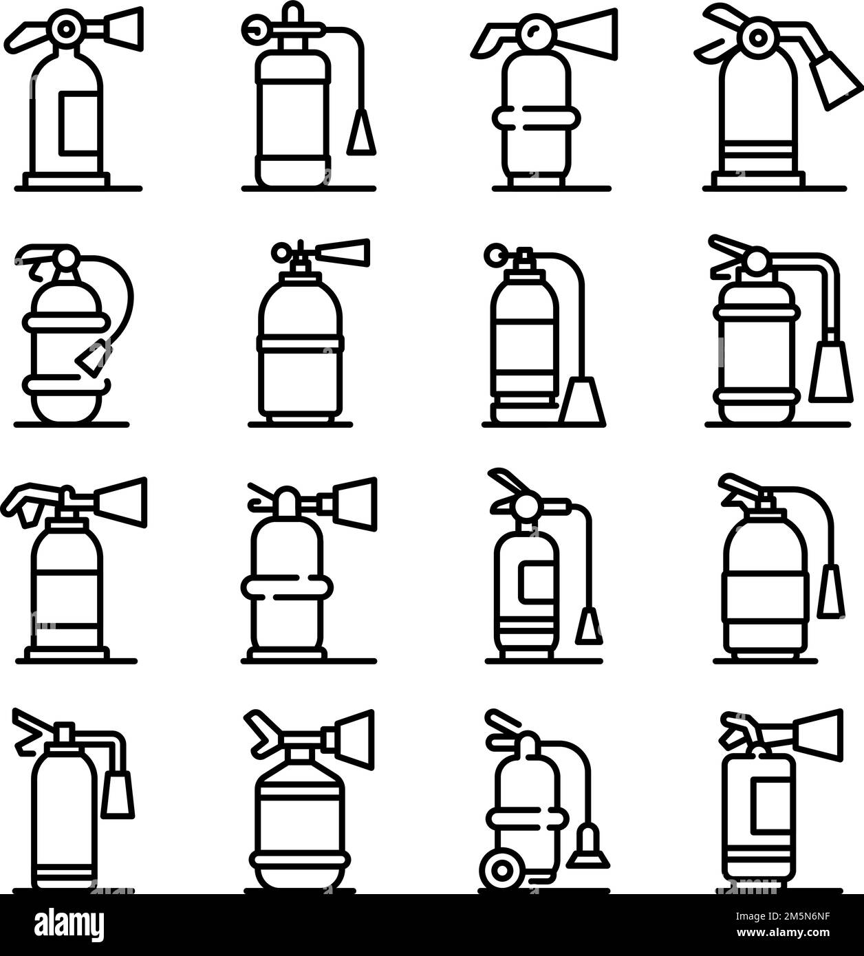 Fire extinguisher icons set. Outline set of fire extinguisher vector ...