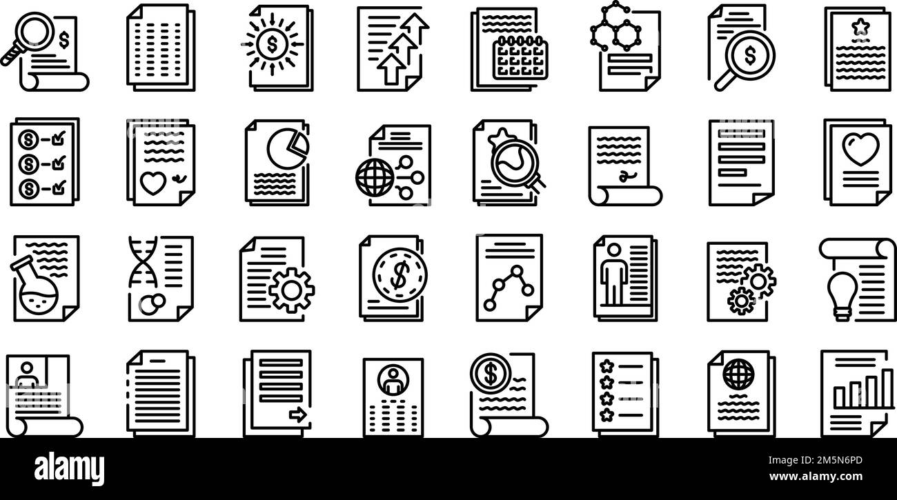 Reporter icons set. Outline set of reporter vector icons for web design ...