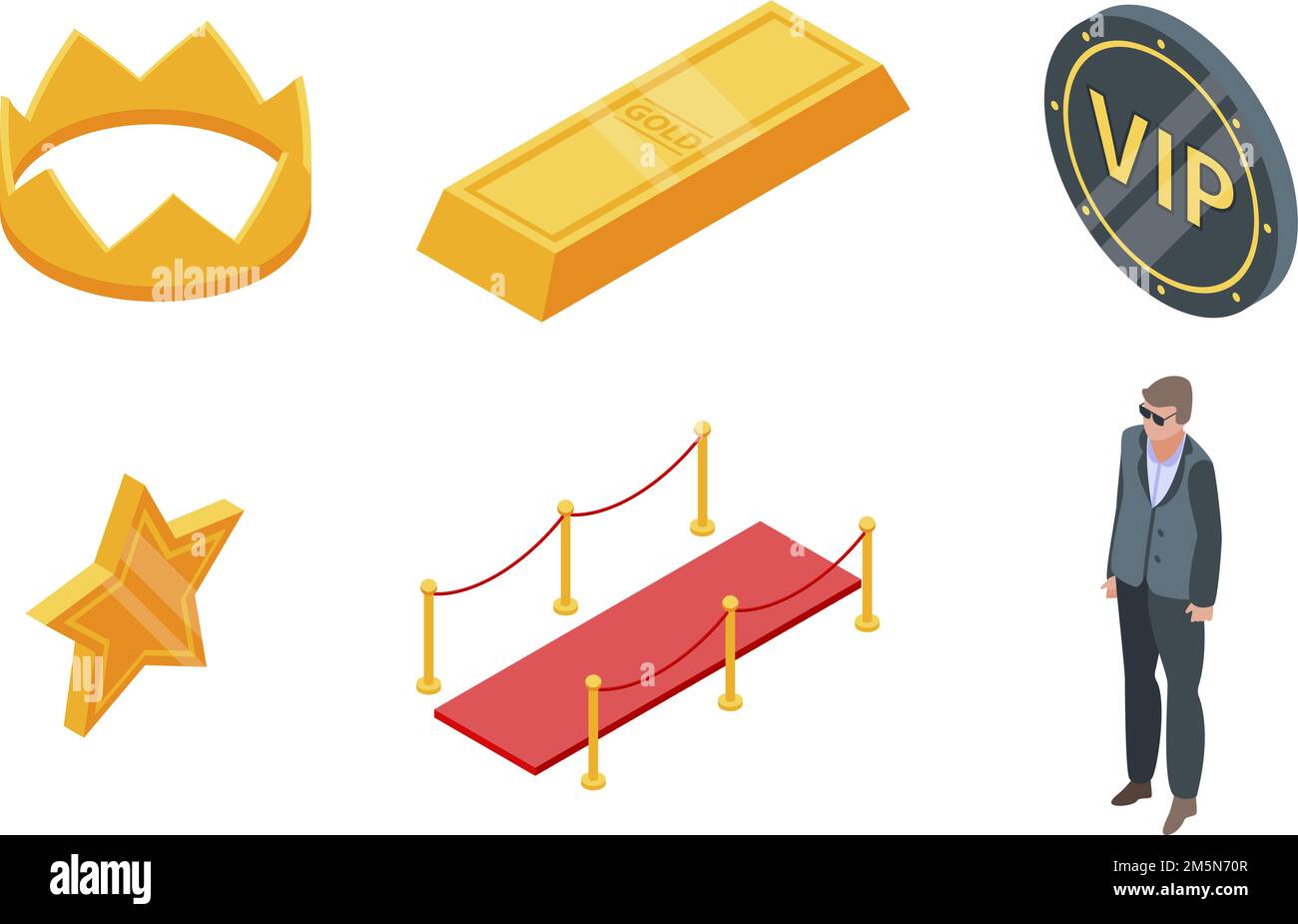 Vip icons set. Isometric set of vip vector icons for web design ...