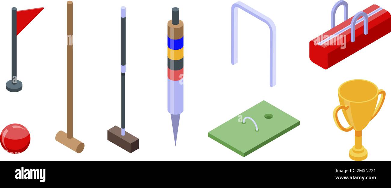 Croquet icons set. Isometric set of croquet vector icons for web design ...