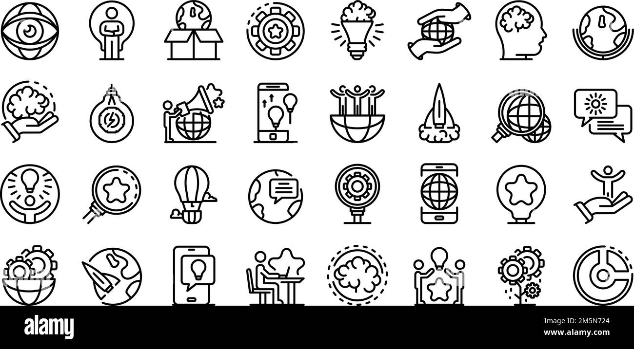Innovation icons set. Outline set of innovation vector icons for web ...