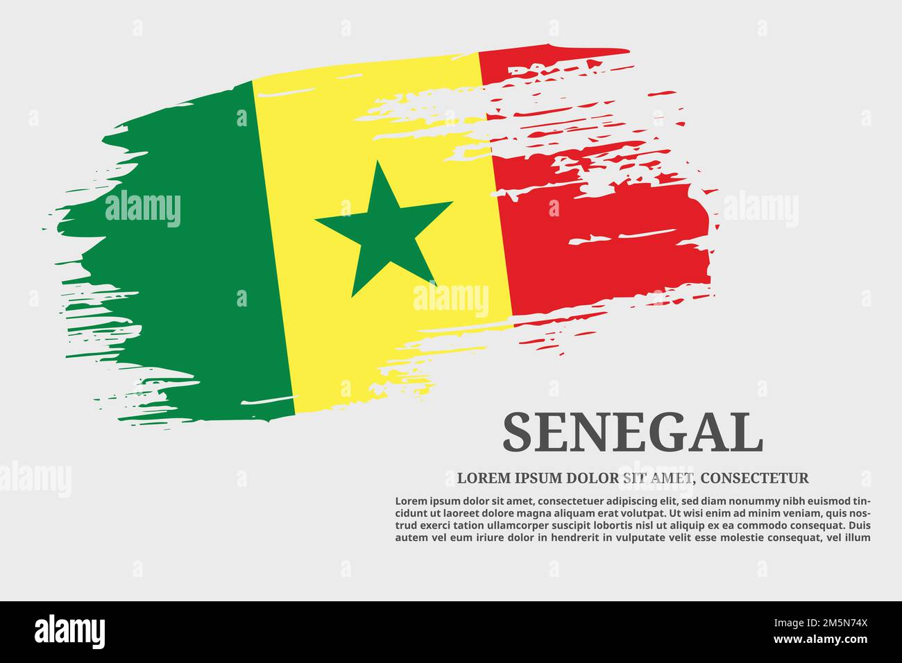 Senegal flag grunge brush and text poster, vector Stock Vector Image ...