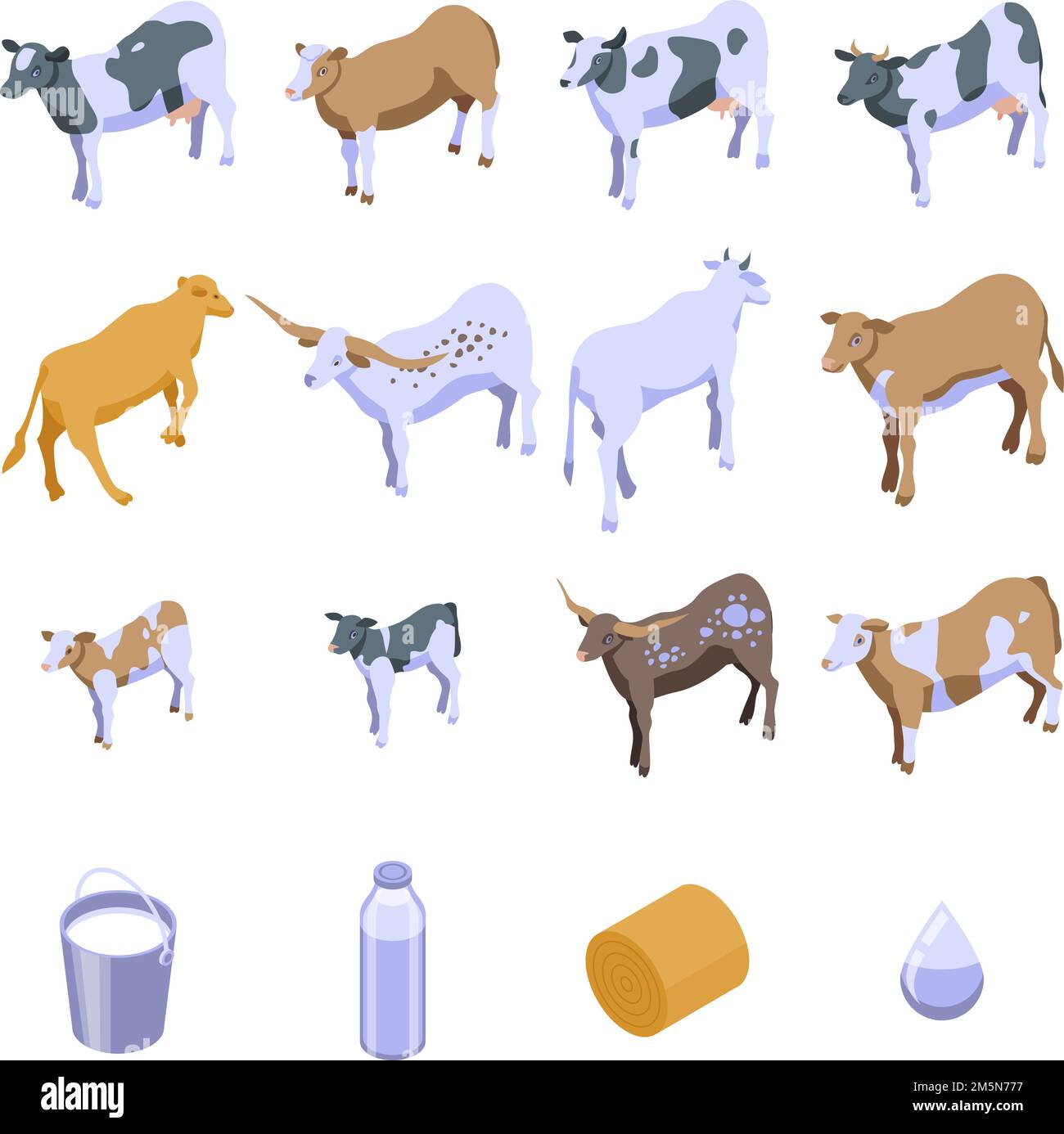 Cow icons set. Isometric set of cow vector icons for web design ...