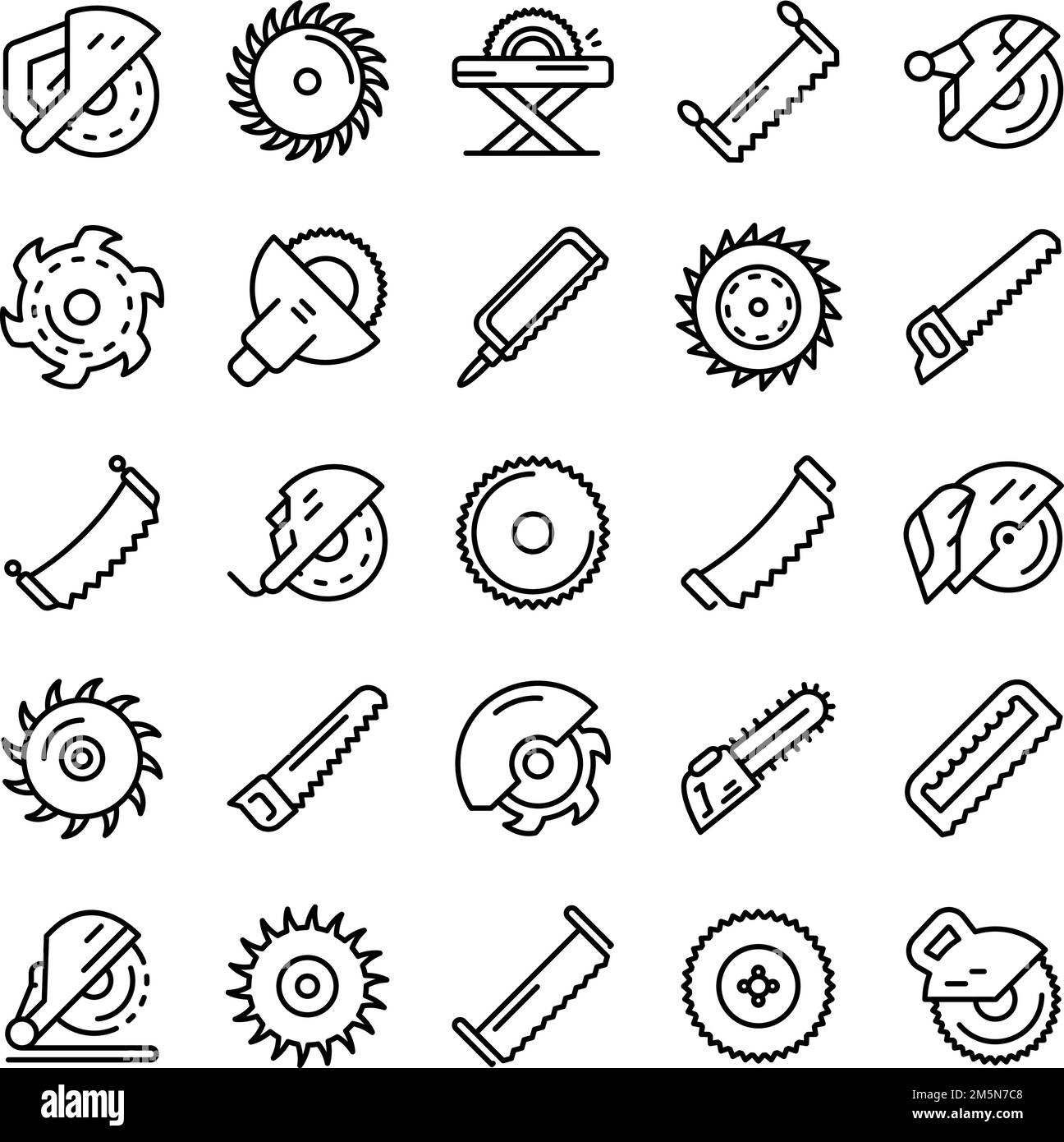 Saw icons set. Outline set of saw vector icons for web design isolated ...