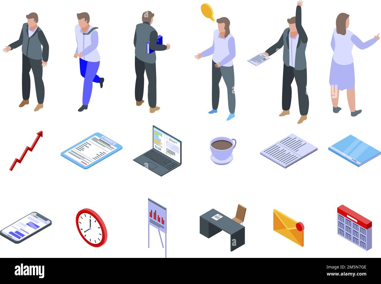 Office manager icons set. Isometric set of office manager vector icons ...