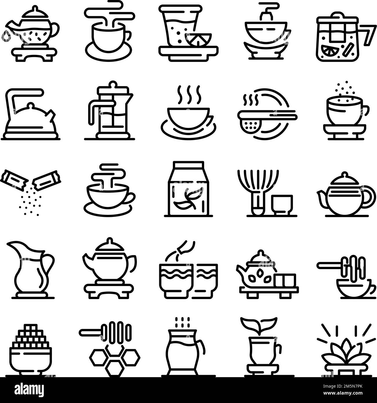 Tea ceremony icons set. Outline set of tea ceremony vector icons for ...